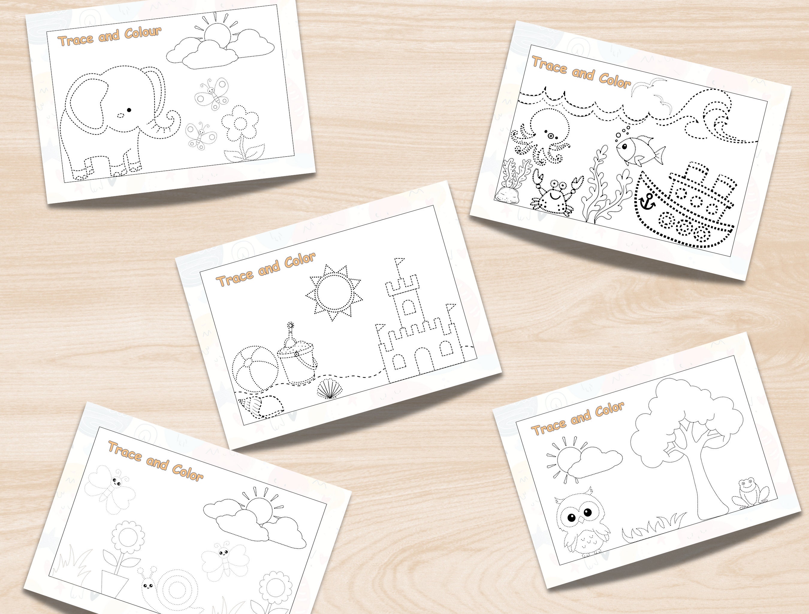 Tracing Practice, Trace and Color, Pre-writing Worksheets, Toddler ...