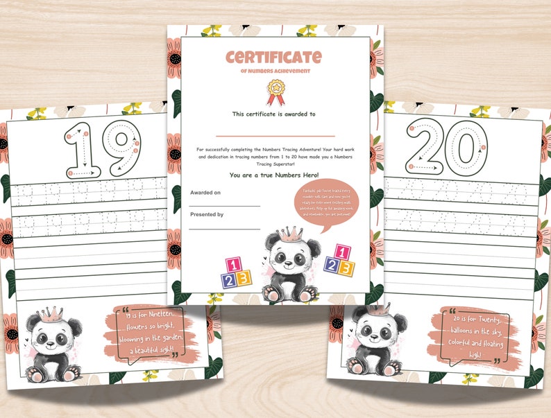 Printable Numbers Tracing Worksheets With Cute Panda Mascot ...