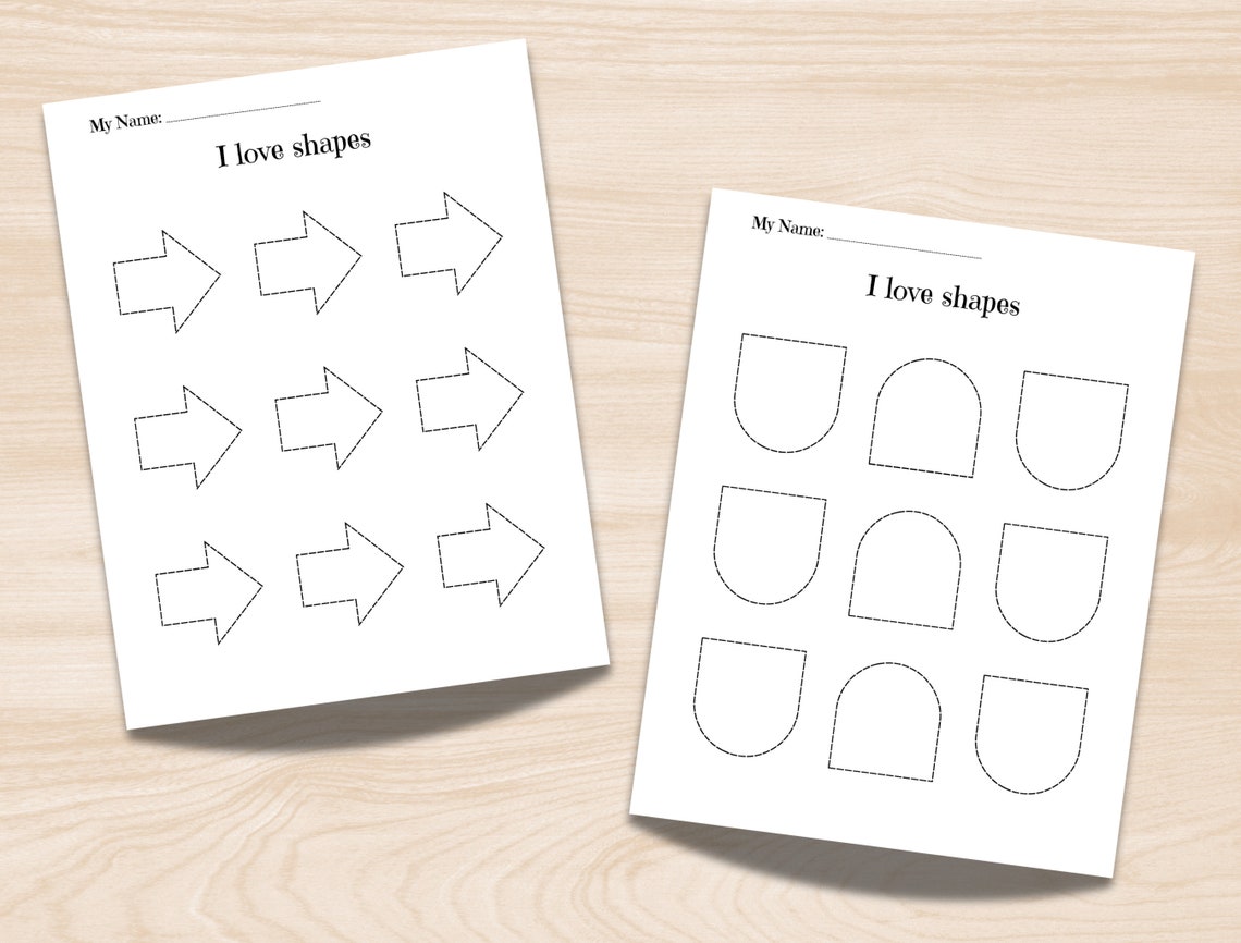 Printable Preschool Shape Tracing Worksheets, Basic Shapes for Early ...