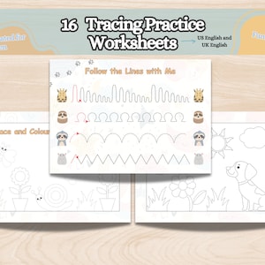 Printable Tracing Practice Worksheets, Trace and Color, Pre-writing ...