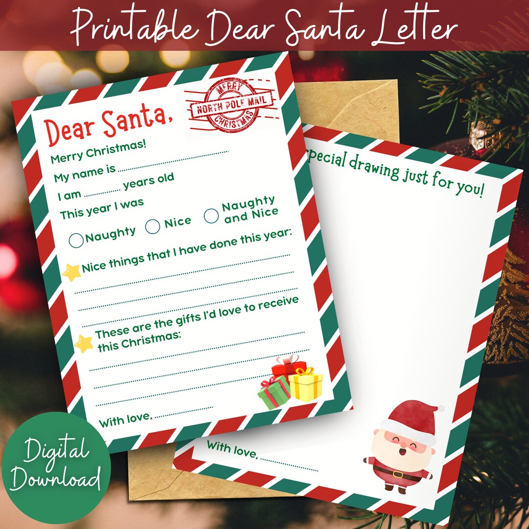 Letter to Santa Kids Letter to Santa Christmas Letter - Etsy