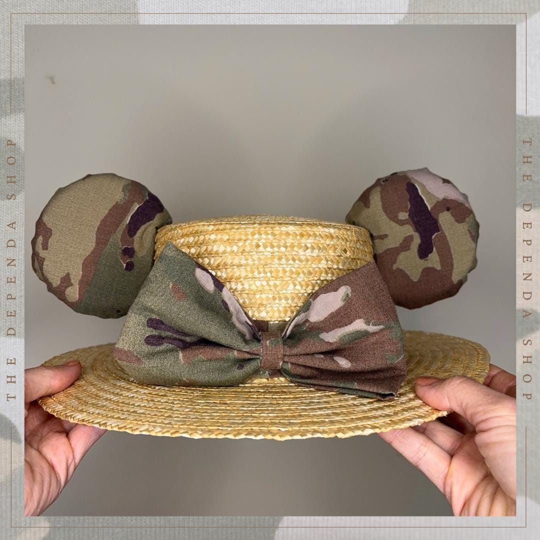 Minnie Mouse Ear Straw Boat Hat - Etsy