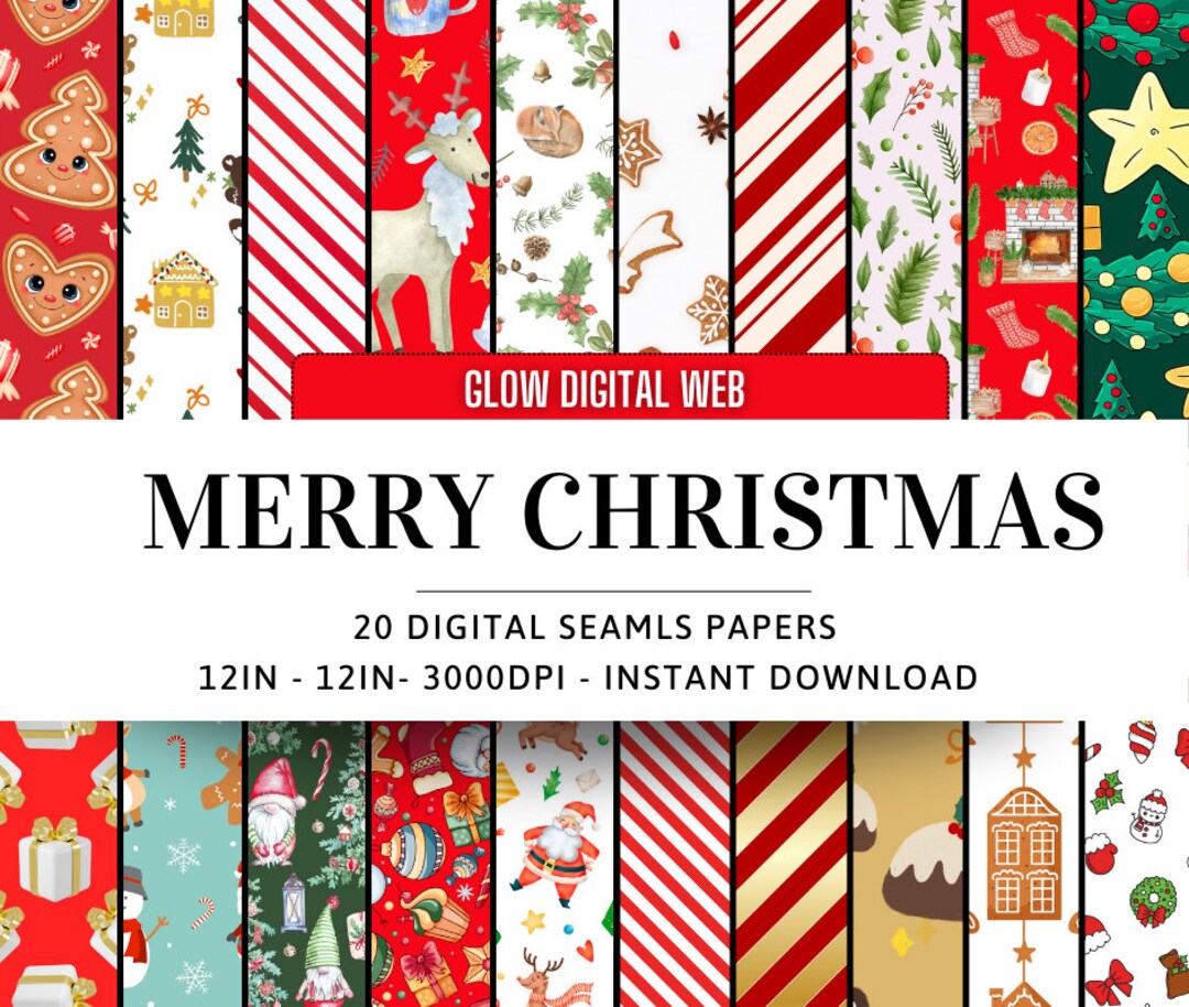 20 Christmas Digital Paper, Christmas Printable Paper, Christmas ...