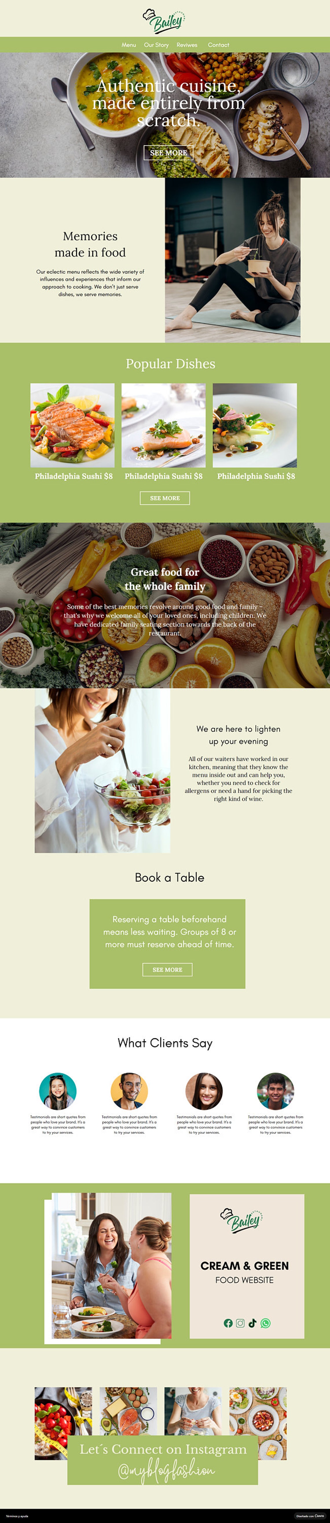 Food Responsive Canva Website Template / Food Blog Food Blogger / CANVA ...