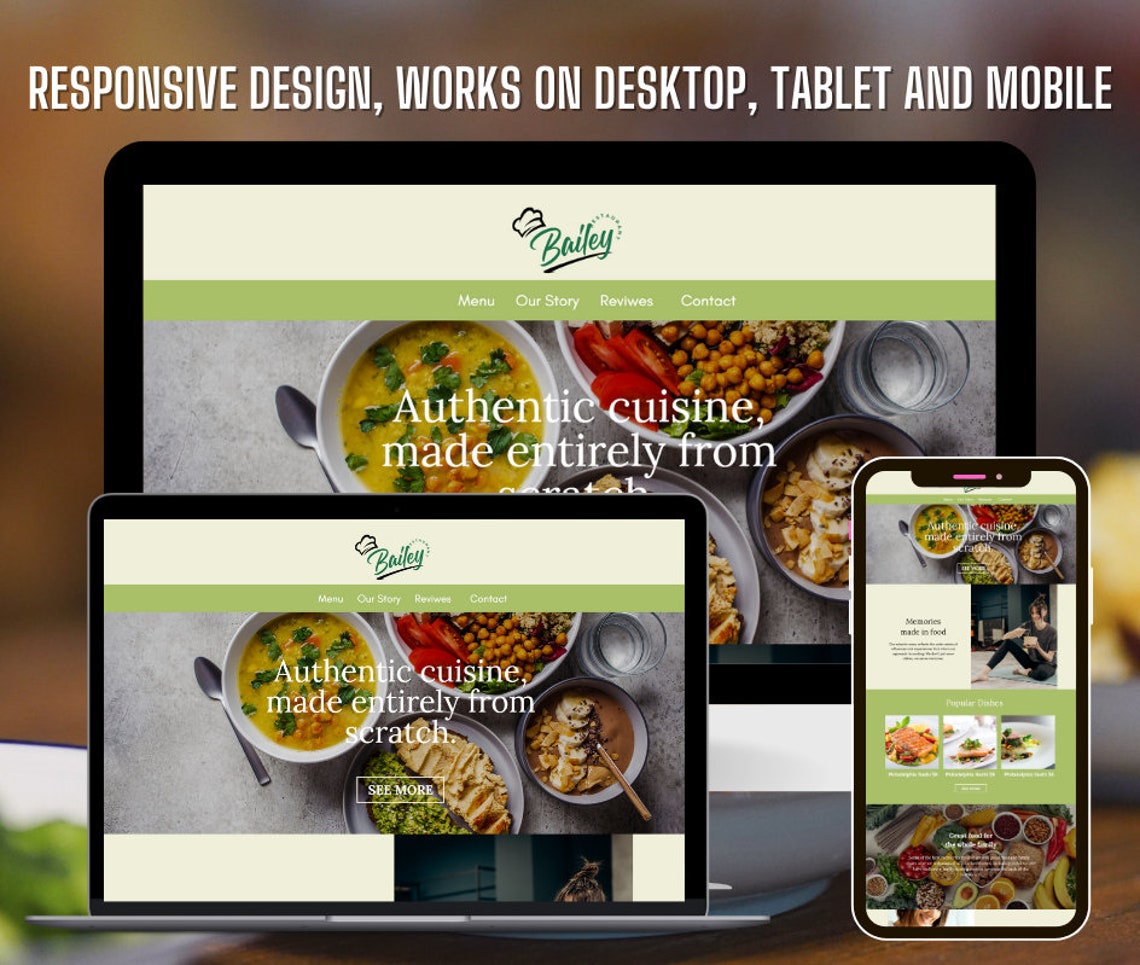 Food Responsive Canva Website Template / Food Blog Food Blogger / CANVA ...