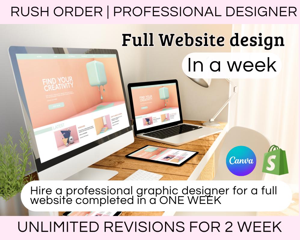 Full Website Design IN ONE WEEK Unlimited Revisions High Quality Hire a ...