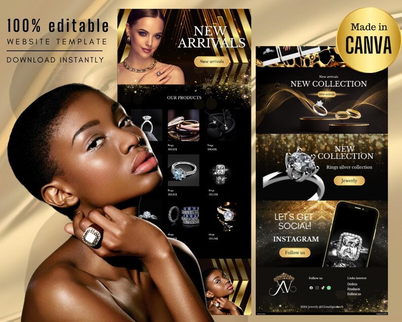 Canva Website Template Luxury Rings, Website Templates Rings, Canva ...
