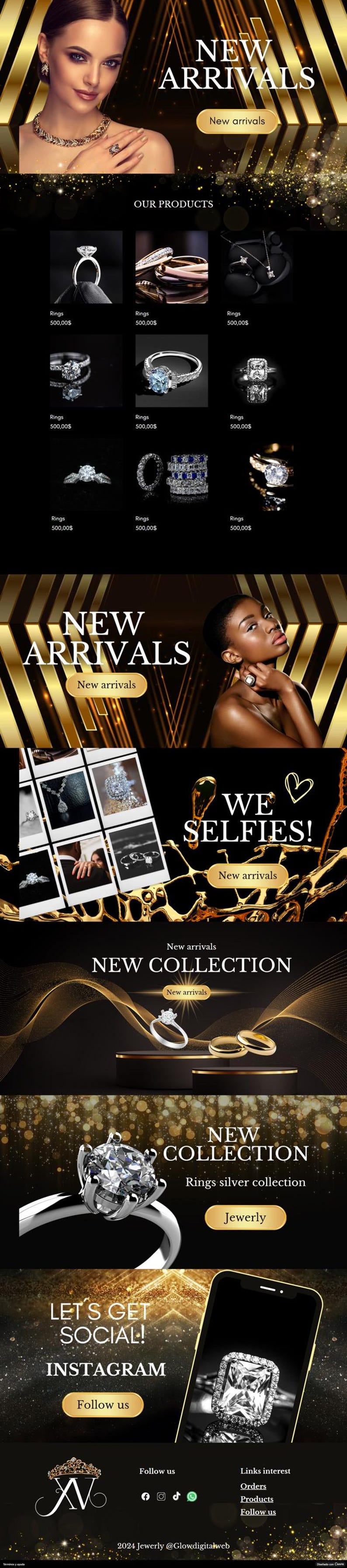 Canva Website Template Luxury Rings, Website Templates Rings, Canva ...