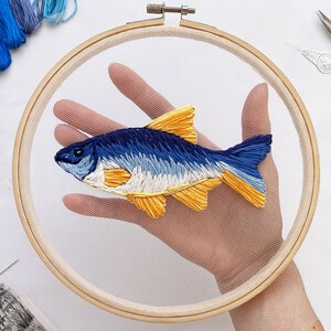 PDF Pattern - Hand Embroidery Fish Design on Tulle for Beginners - Step ...