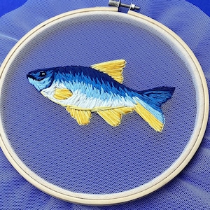 PDF Pattern - Hand Embroidery Fish Design on Tulle for Beginners - Step ...