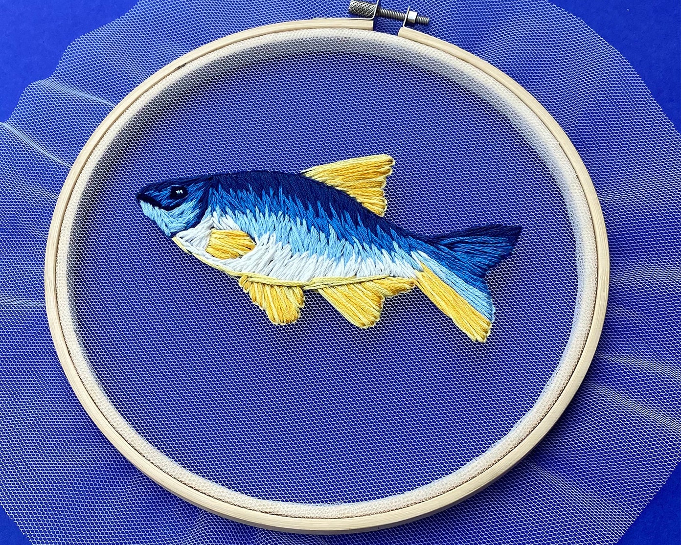 PDF Pattern Hand Embroidery Fish Design on Tulle for - Etsy