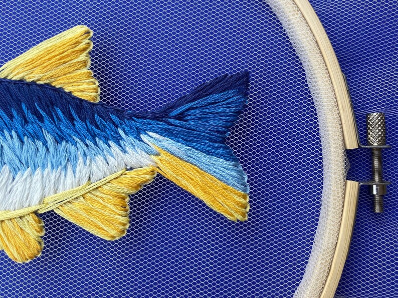 PDF Pattern Hand Embroidery Fish Design on Tulle for - Etsy