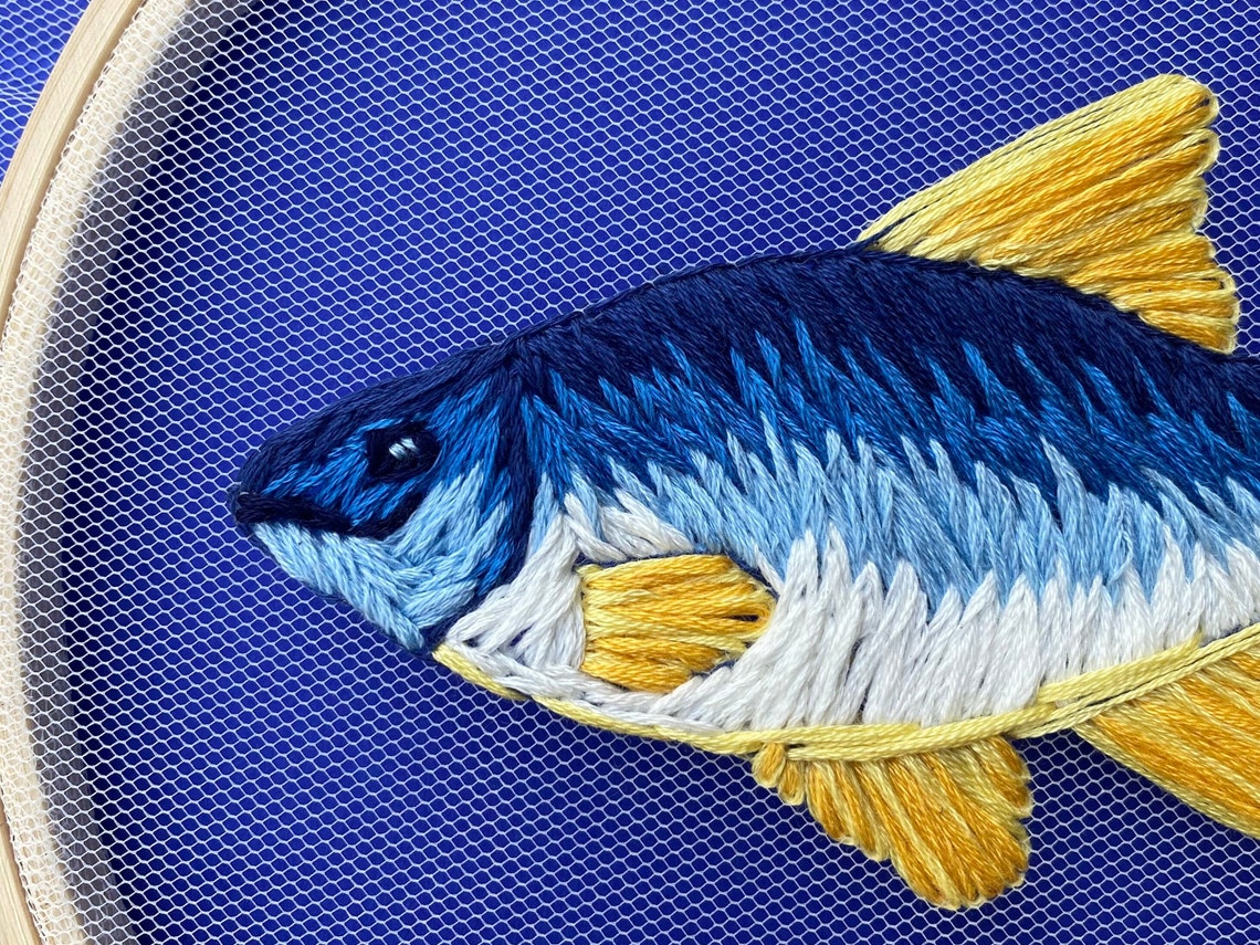 PDF Pattern Hand Embroidery Fish Design on Tulle for - Etsy