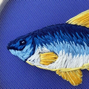 PDF Pattern - Hand Embroidery Fish Design on Tulle for Beginners - Step ...