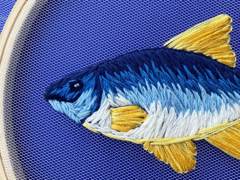 PDF Pattern Hand Embroidery Fish Design on Tulle for - Etsy