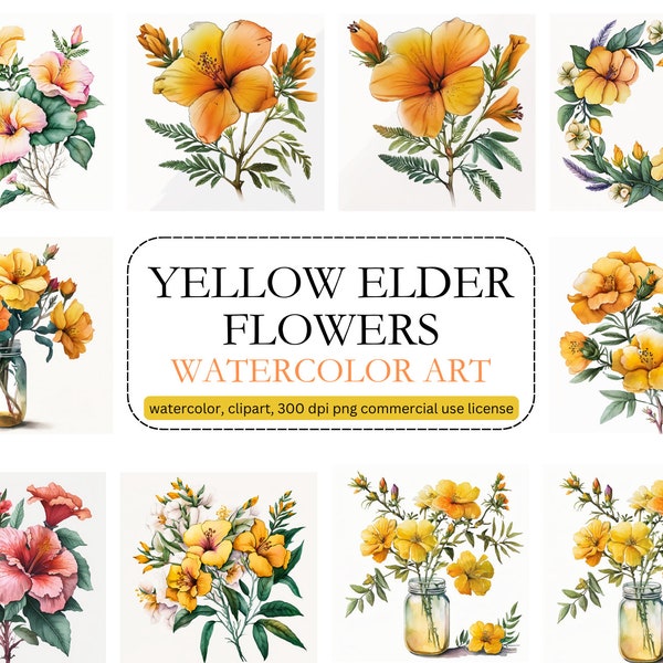 Yellow Elder Clipart - Etsy
