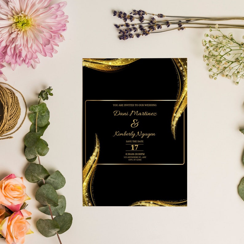 Printable Editable Wedding Invitation Template, Simple and Elegant ...