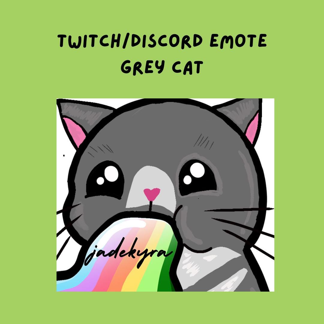 Twitch/discord Emote Gray and White Cat Puking Rainbows - Etsy