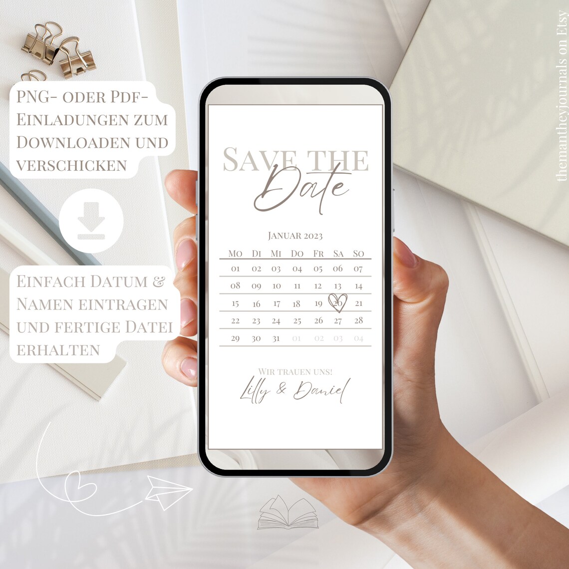 Digital Save the Date / Electronic Save the Date / E-vite / Beige ...