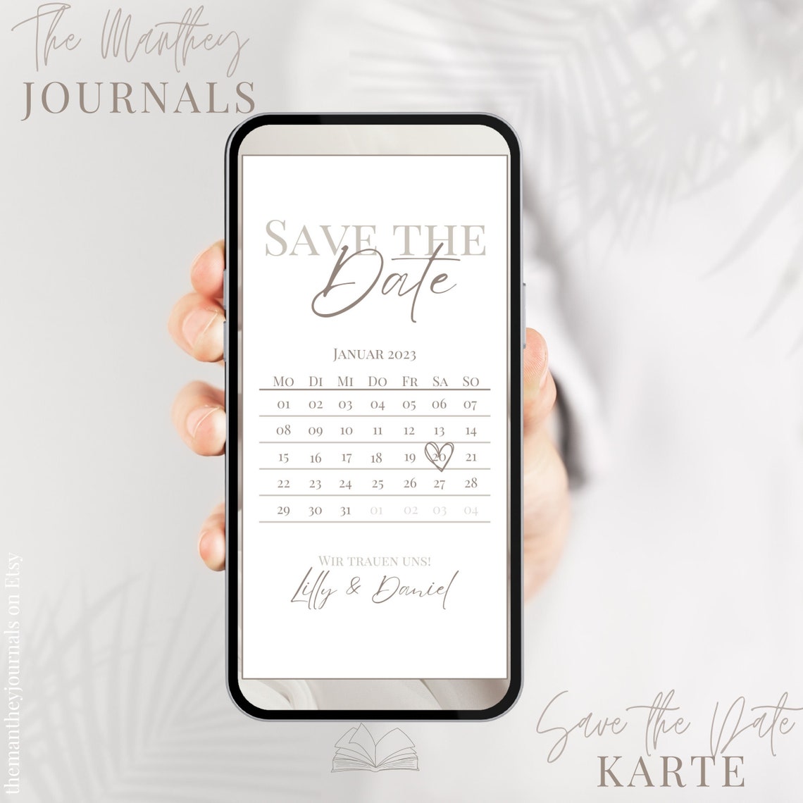 Digital Save the Date / Electronic Save the Date / E-vite / Beige ...
