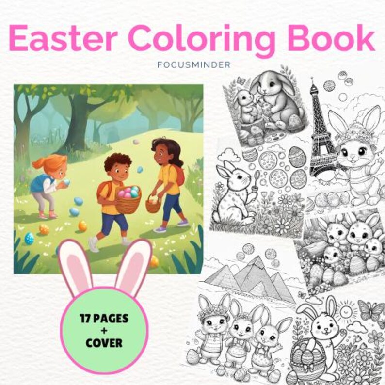 Easter Coloring Book, Printable Easter Bunny, Easter Coloring Book ...