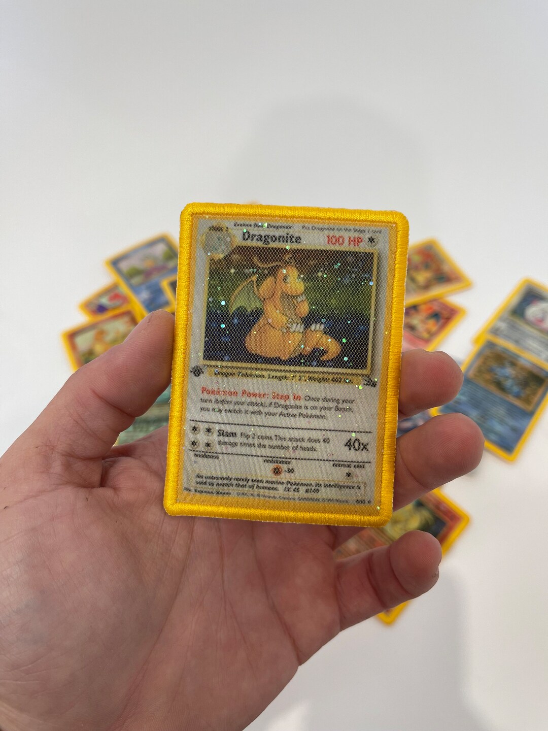 Pokemon Card Iron on Patch, Dragonite Hologram Embroidery Patch Trading ...