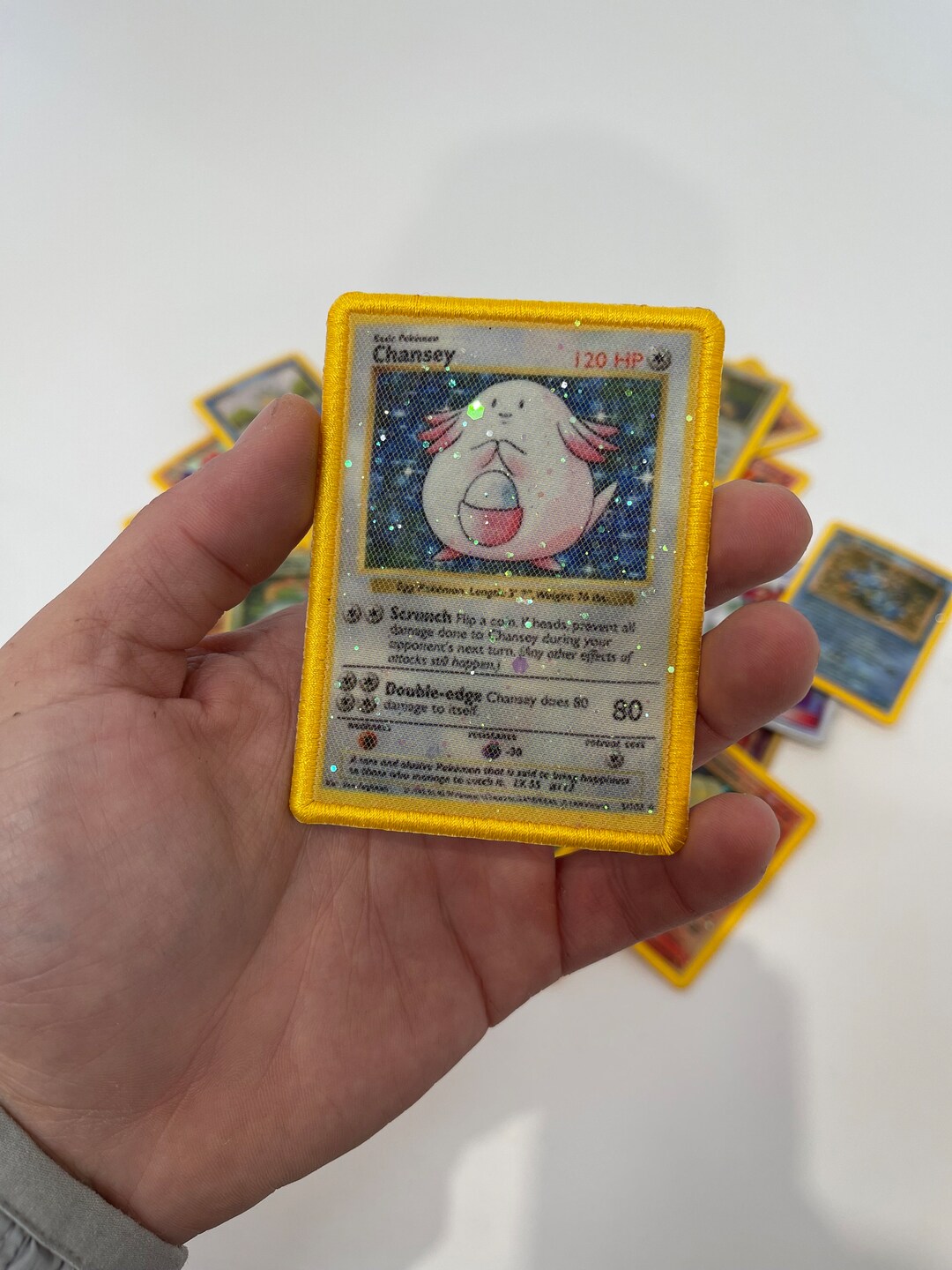 Pokemon Card Iron on Patch, Chansey Hologram Embroidery Patch Trading ...
