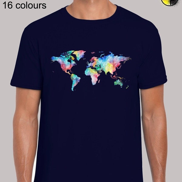 Mens World Map T Shirt - Etsy UK