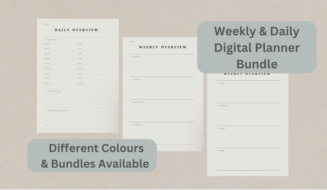 Digital Planner- Daily & Weekly Template Bundle (instant Digital ...
