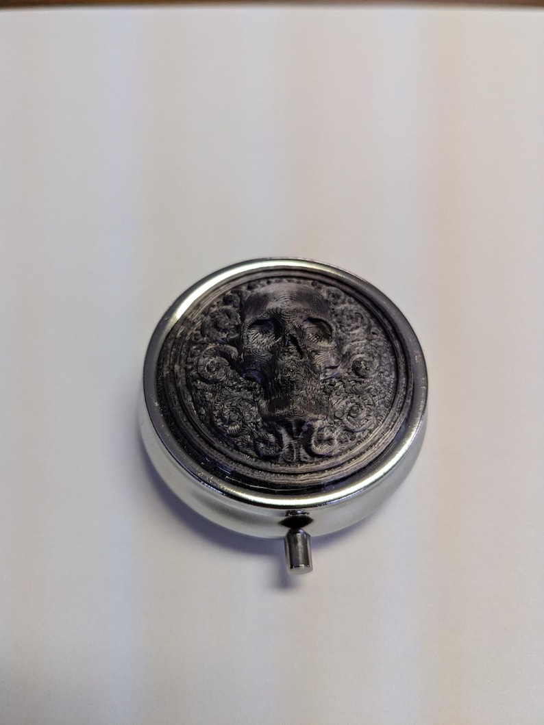 Gothic Pillbox, Filigree Design, Pill Box, Goth, Gothic Skull, Skull ...