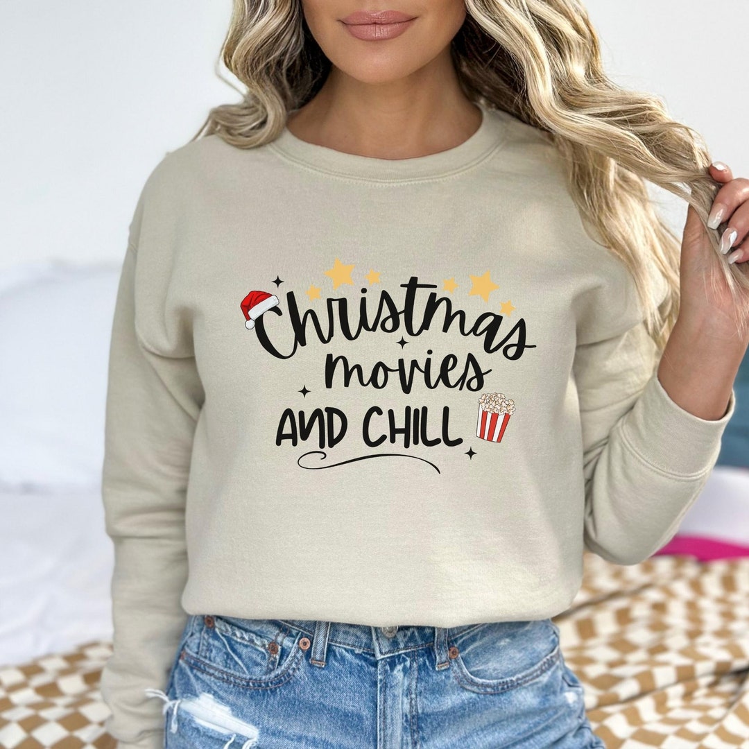 Funny Watching Christmas Movies Sweatshirt, Gift for Christmas Holiday Lover, Warm Cozy Top for ...