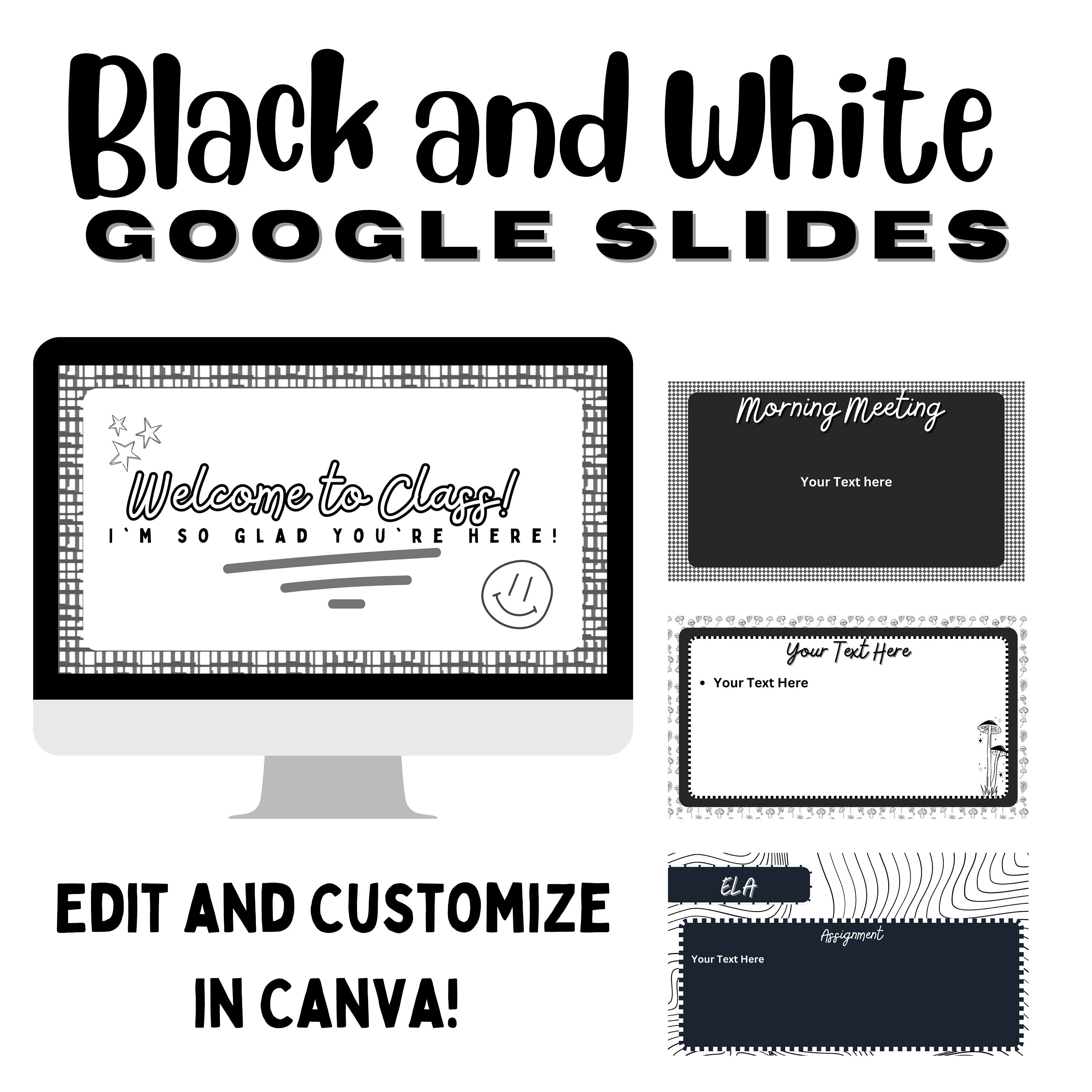 Black and White Slides Templates, Google Slides Templates, Powerpoint ...