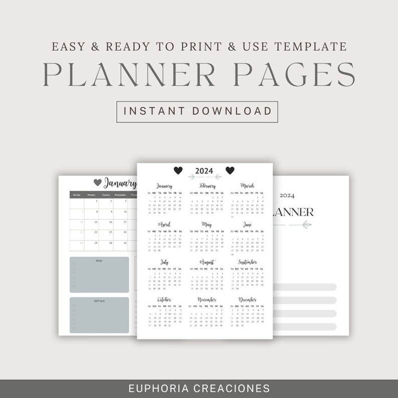 Printable Calendar 2024 Monthly Planner 2024 / Minimalist / A5 Planner ...