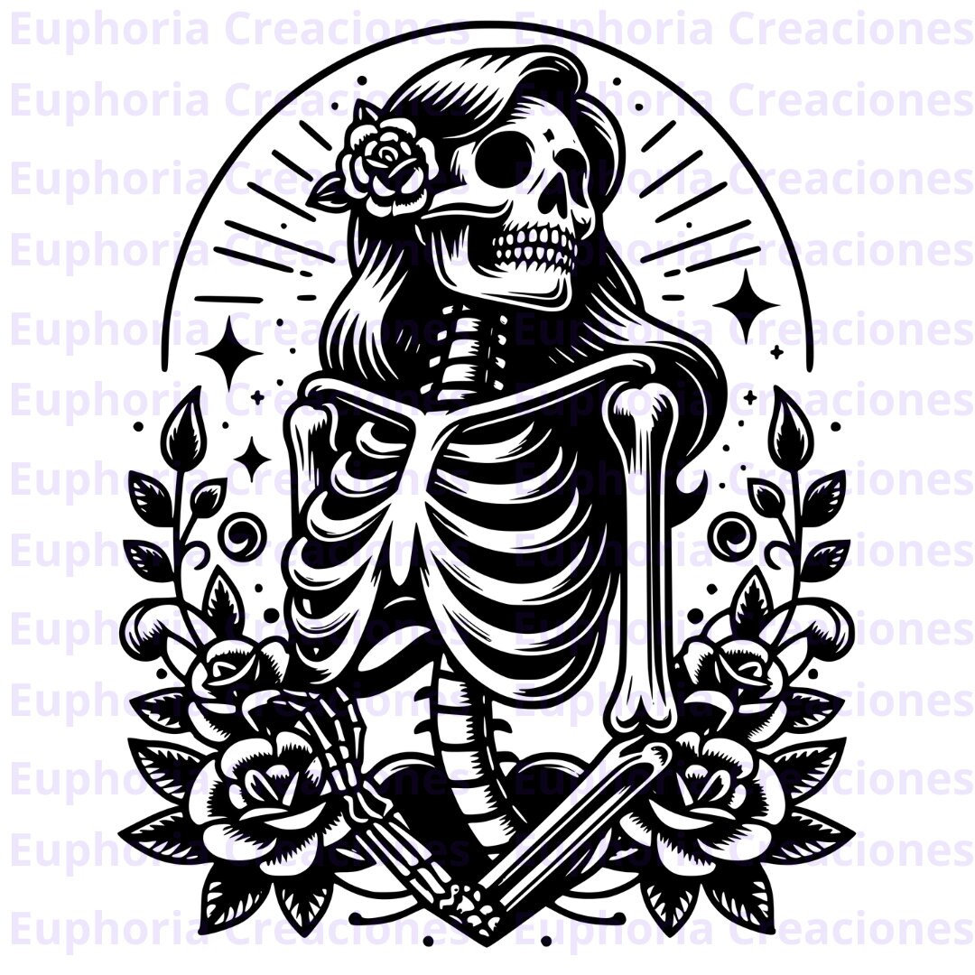 Spring Skeleton PNG, Old School Skeleton, Skeleton With Flowers ...