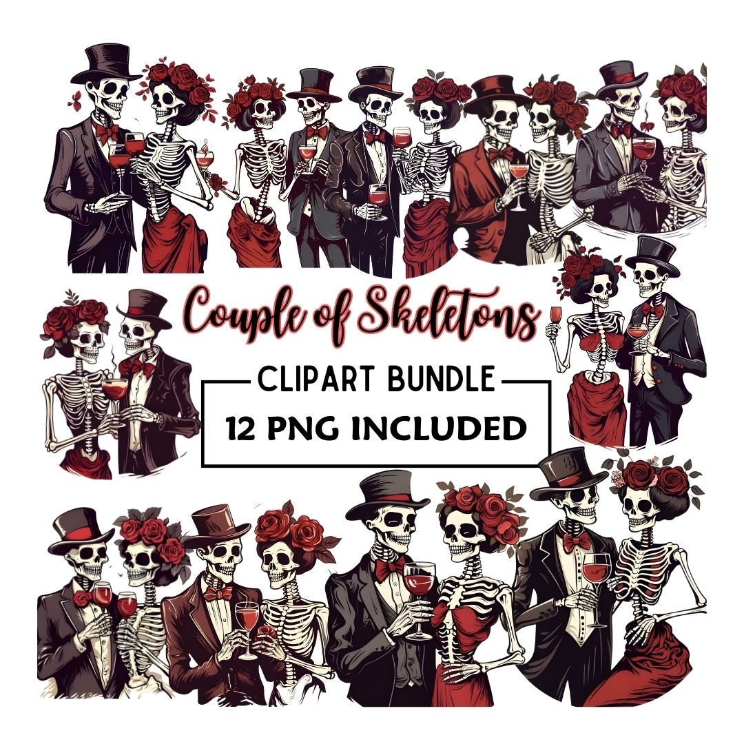Valentine's Day Bundle PNG, Valentine Skeletons, Skeleton Png ...