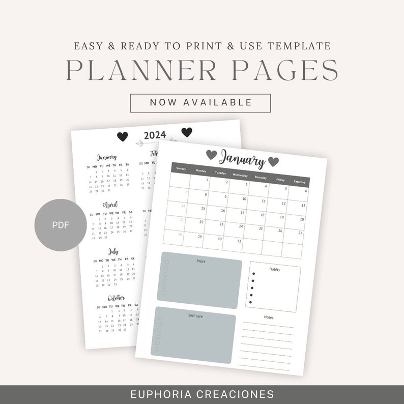 Printable Calendar 2024 Monthly Planner 2024 / Minimalist / A5 Planner ...