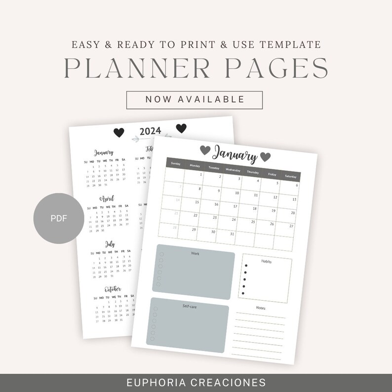 Printable Calendar 2024 Monthly Planner 2024 / Minimalist / A5 Planner ...
