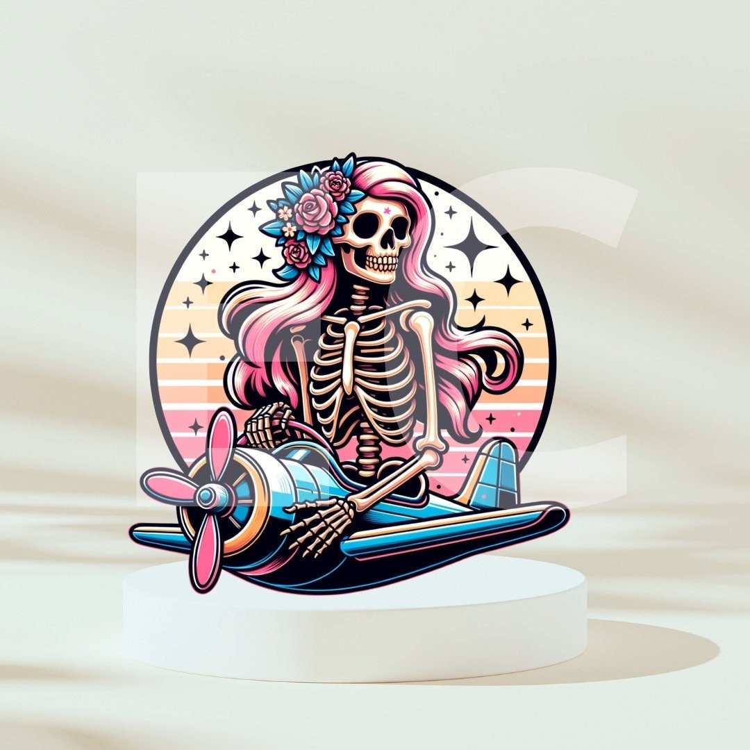 Aviator Skeleton Girl - Clipart PNG SVG JPG - Instant Download ...