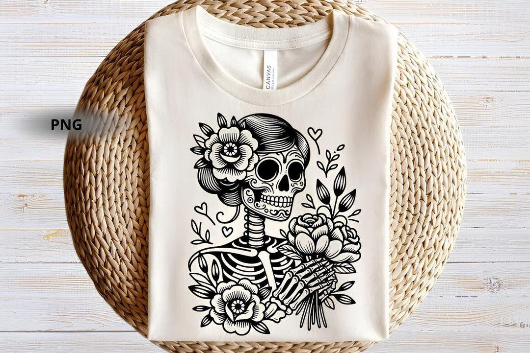 Spring Skeleton PNG, Old School Skeleton, Skeleton With Flowers ...