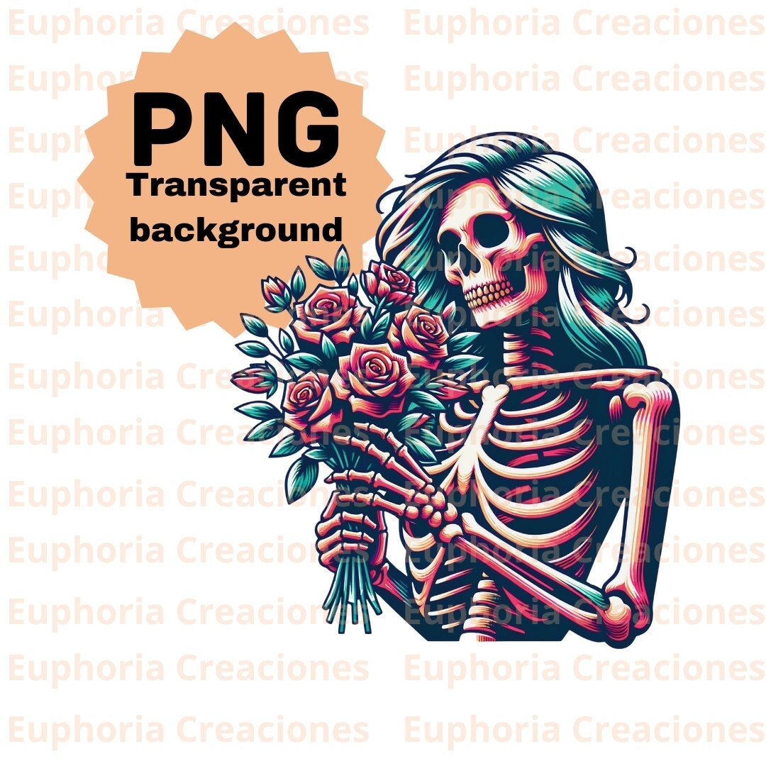 Spring Skeleton PNG, Old School Skeleton, Skeleton With Flowers ...