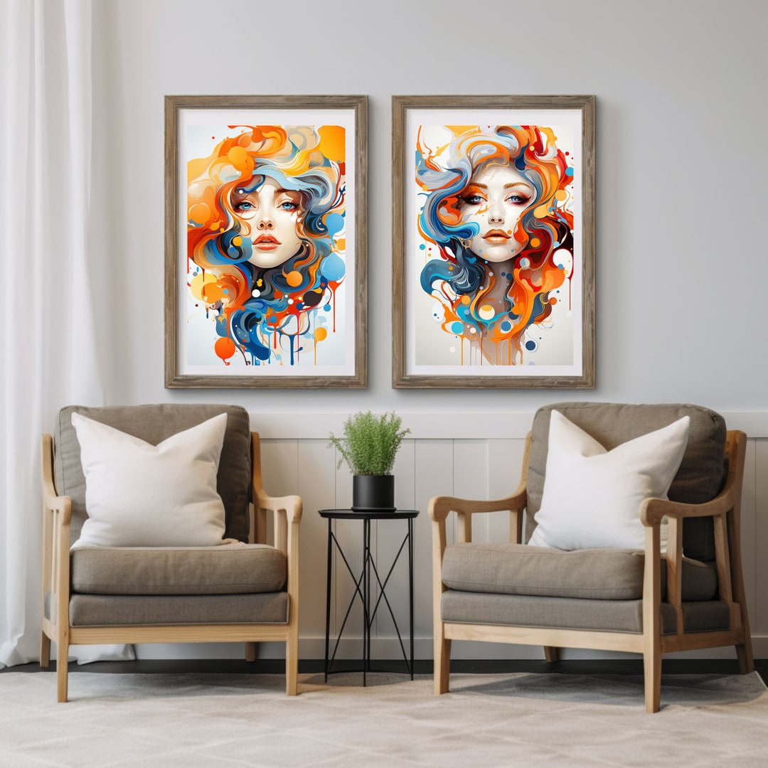 Boho Chic Abstract Digital Wall Art Set, Digital Art for Frames ...