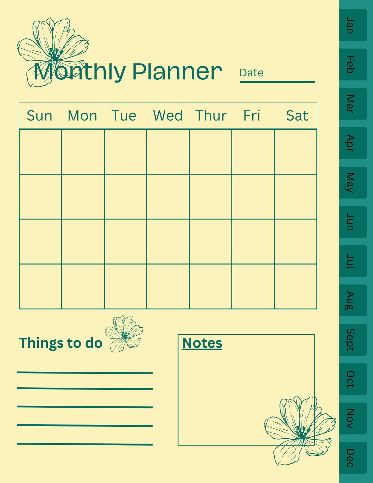 Digital Monthly Calendar - Etsy