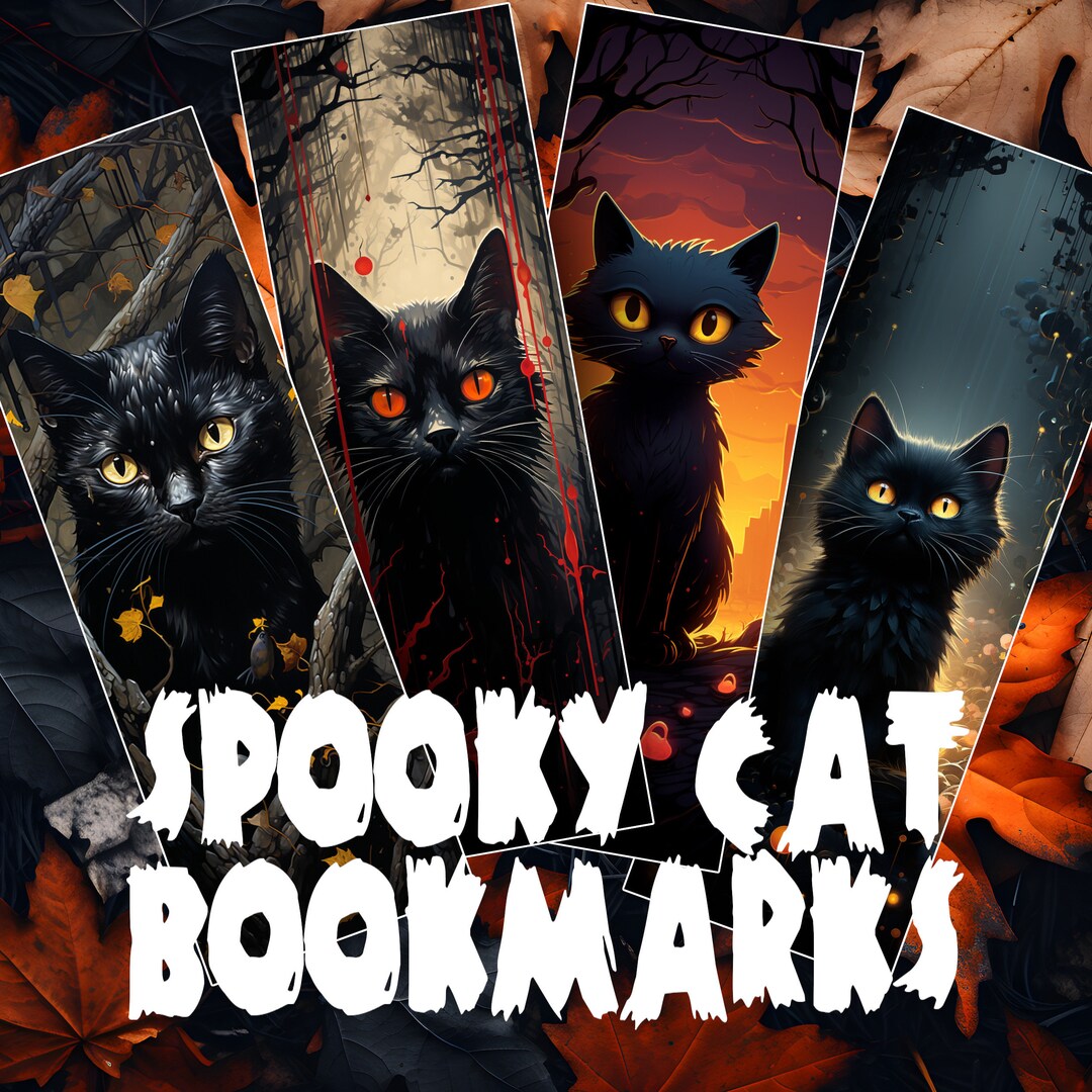 4 Spooky Cat Digital Bookmarks Digital Download Fall Halloween ...