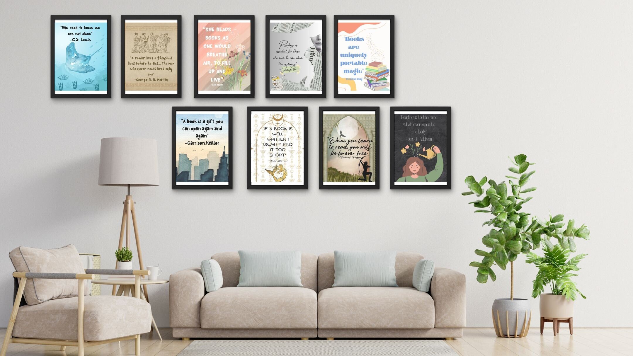 Pack of 10 Aesthetic Reading Posters With Inspirational Quotes for ...