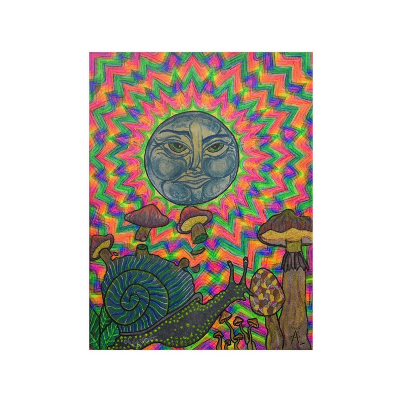 Psychedelic Moon Rise - Fine Art Poster Print on Satin Poster Paper - Etsy
