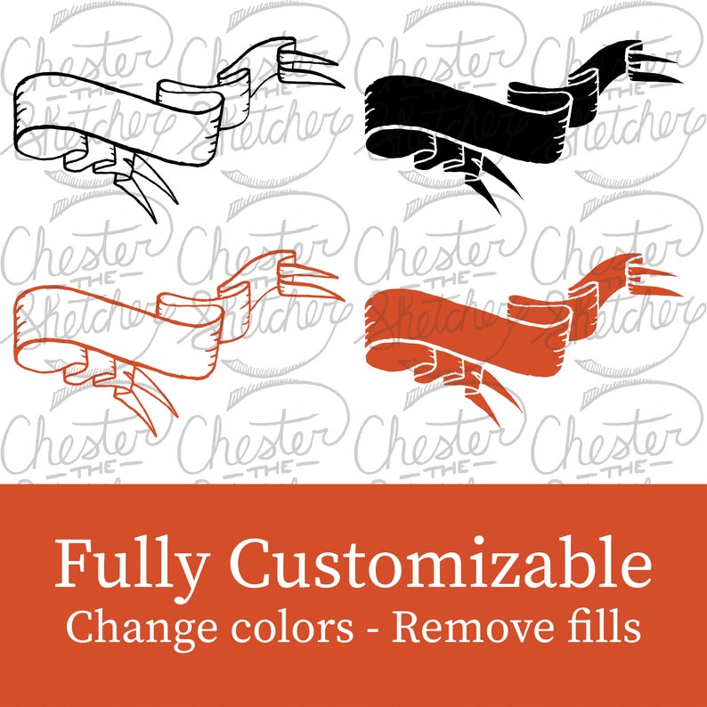 Hand Drawn Banner Clipart / Label / Ribbon / Instant Download / Vector ...