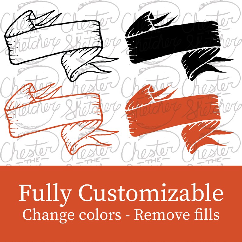 Hand Drawn Banner Clipart / Label / Ribbon / Instant Download / Vector ...