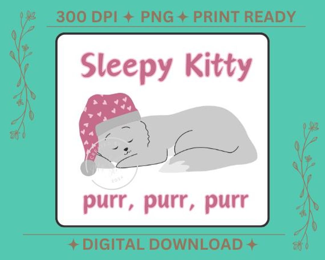 Toddler Nightgown Png Sleepy Kitty Png Purr Purr Purr Png - Etsy