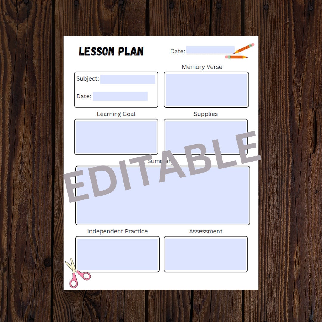 Editable Christian Lesson Plan - Etsy