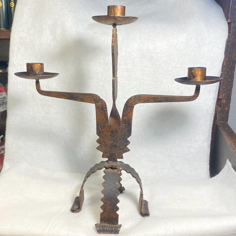 Brutalist Metal Candelabra - Etsy